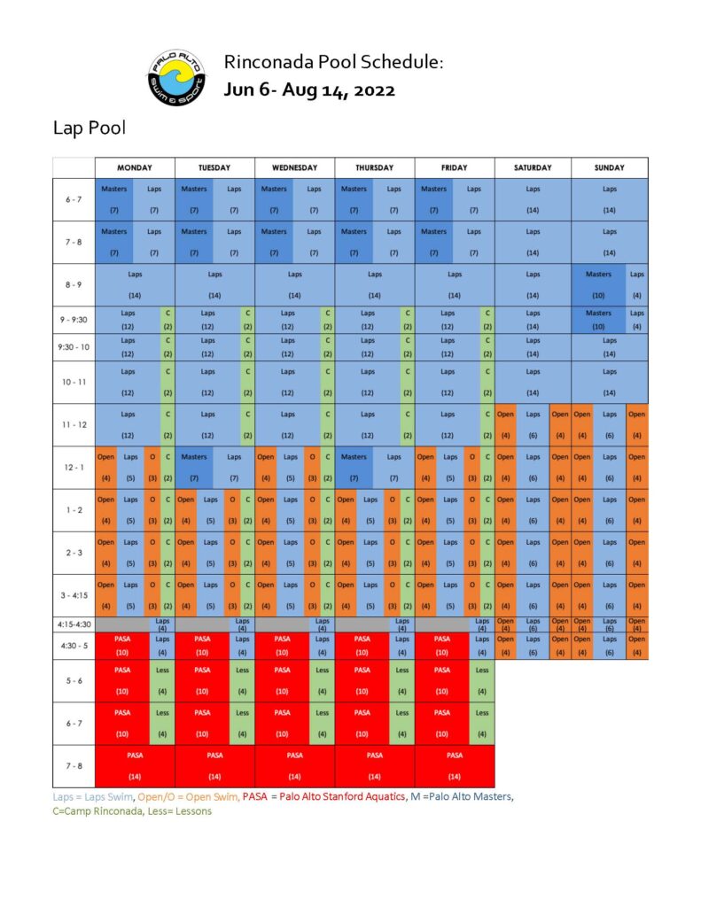 Pool Schedule - Palo Alto Swim